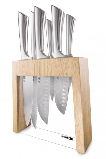 סט דמשירו 7 חלקים - 6 סכינים + מעמד מבית Arcosteel | ארקוסטיל