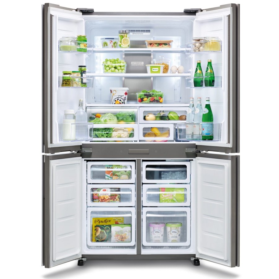 מקרר 4 דלתות מקפיא תחתון - 608 ליטר דגם SJ9170SL כסוף מבית Sharp | שארפ