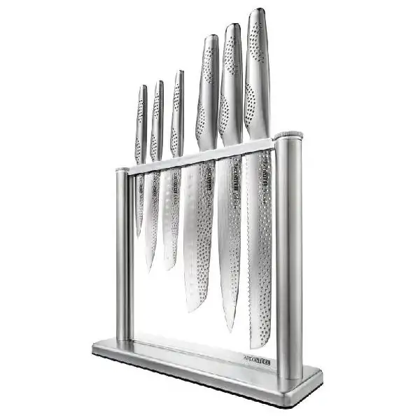 סט 7 חלקים 6 סכיני שף + מעמד זכוכית יוקרתי מאיר אדוני פלוס מבית Arcosteel | ארקוסטיל